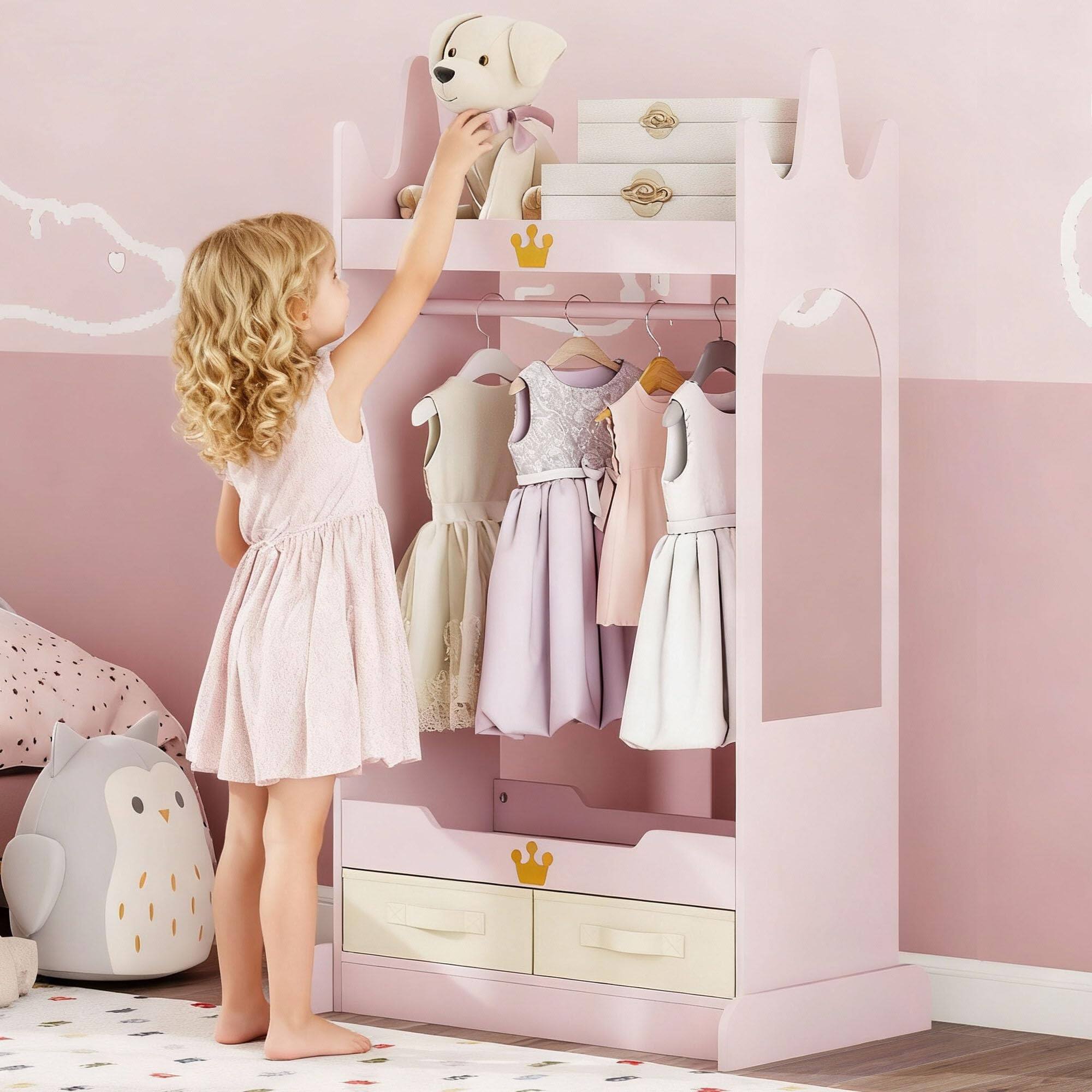 Cedar Assembly Dress Up Storage With Mirror Open Hanging Armoire ...