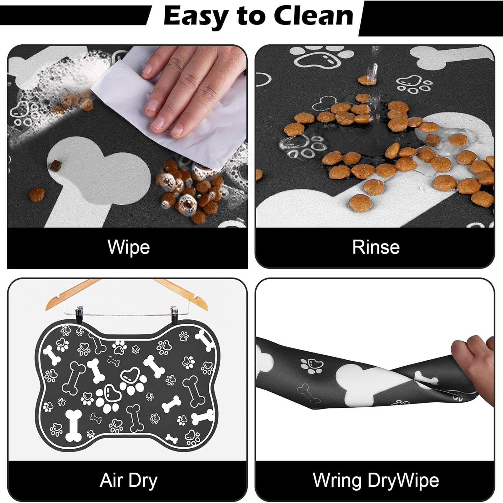 Auledio Cute Bone Shaped Design Food Mat, Rapid Absorbent Dog Cat ...