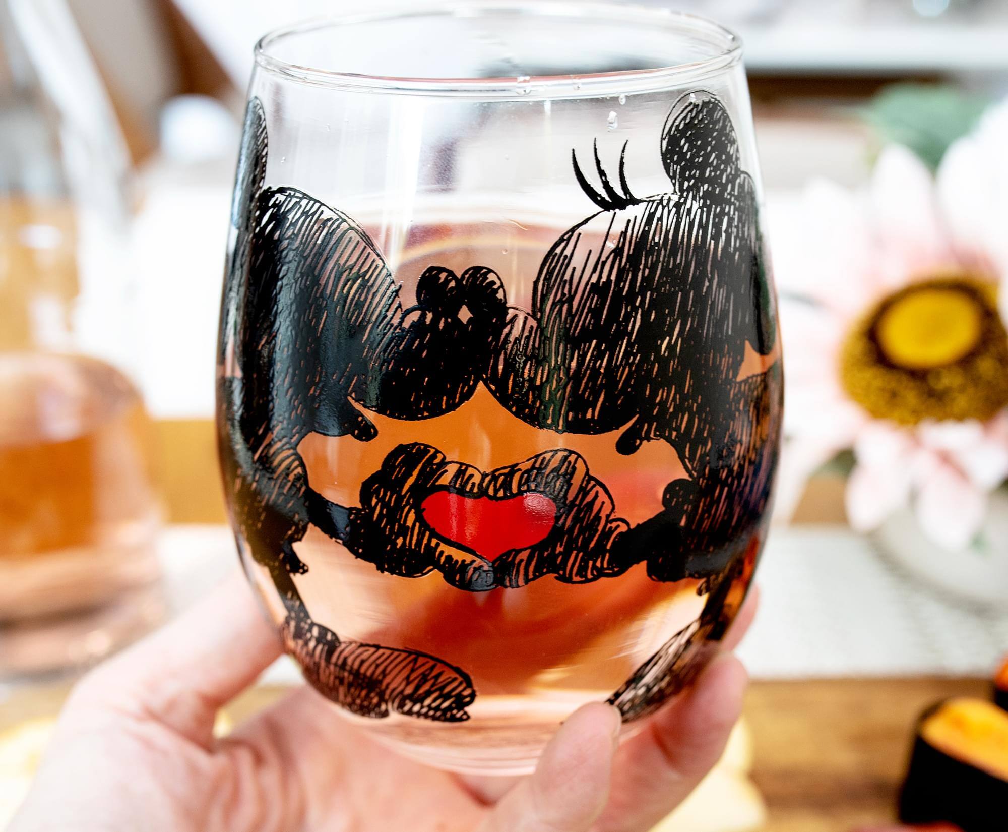 Silver Buffalo Disney Mickey and Minnie Mouse Teardrop Stemless Wine ...