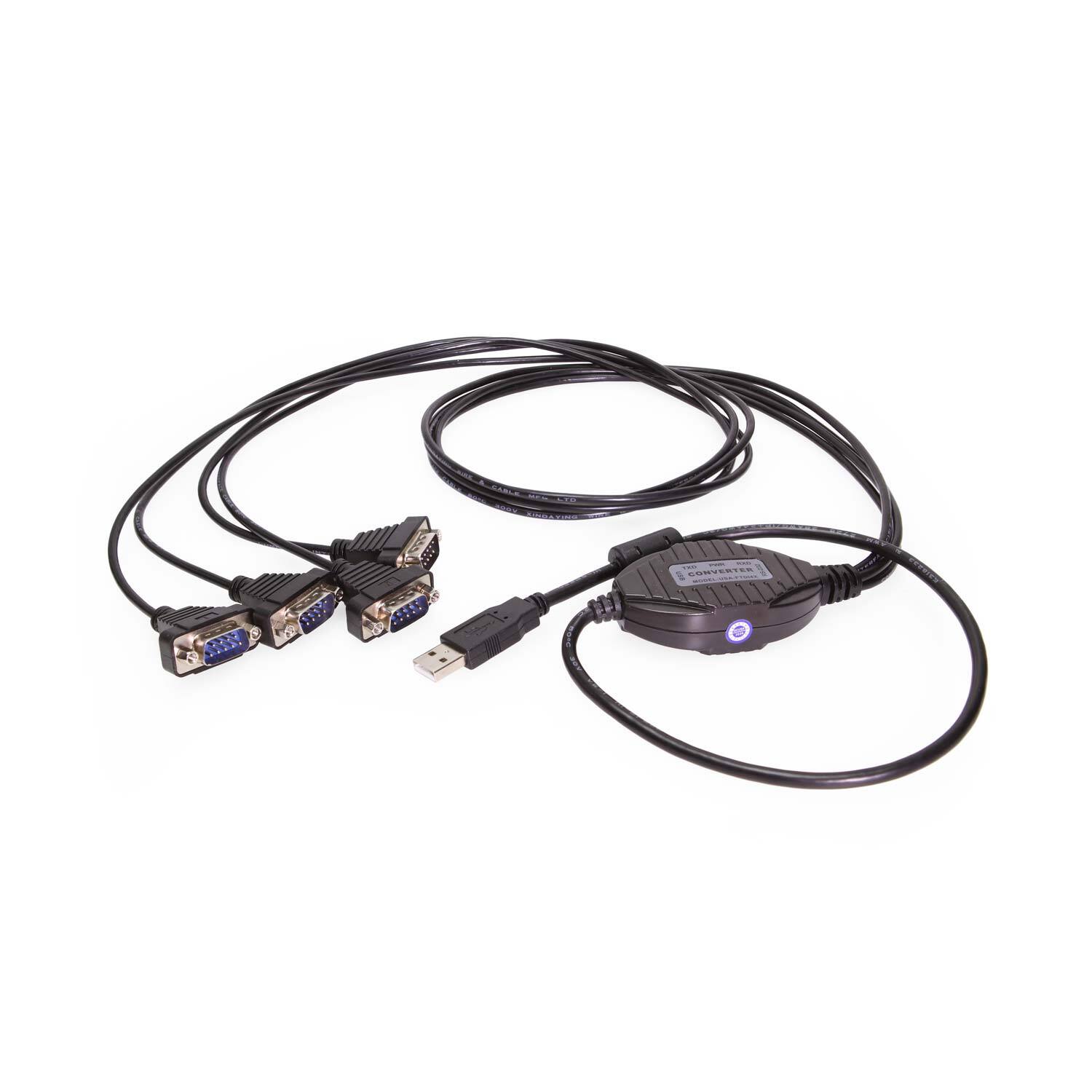 Gearmo 4 Port USB 2.0 to Serial Converter with FTDI Chip, 3 Foot Cable ...