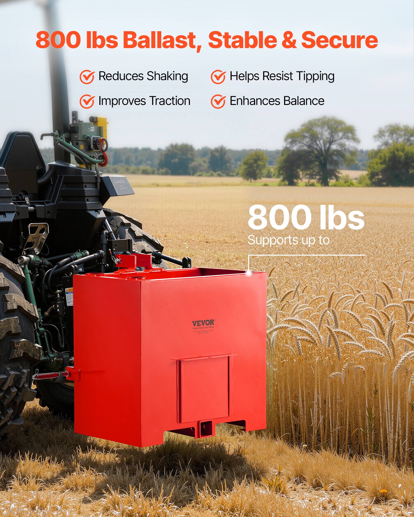 VEVOR Ballast Box,3 Point Category 1 Tractor Ballast of 800 lbs ...