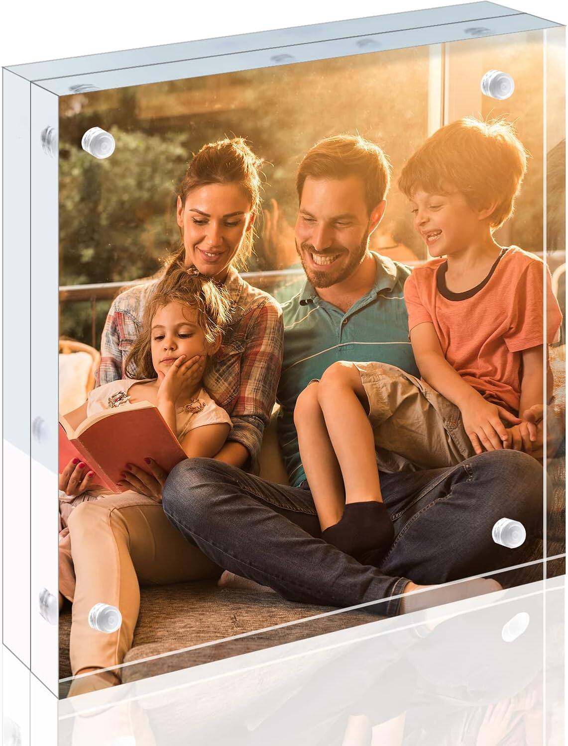 blue 4x6 Acrylic Frames 6 Pack, 20mm Thicker Frameless Clear Picture ...