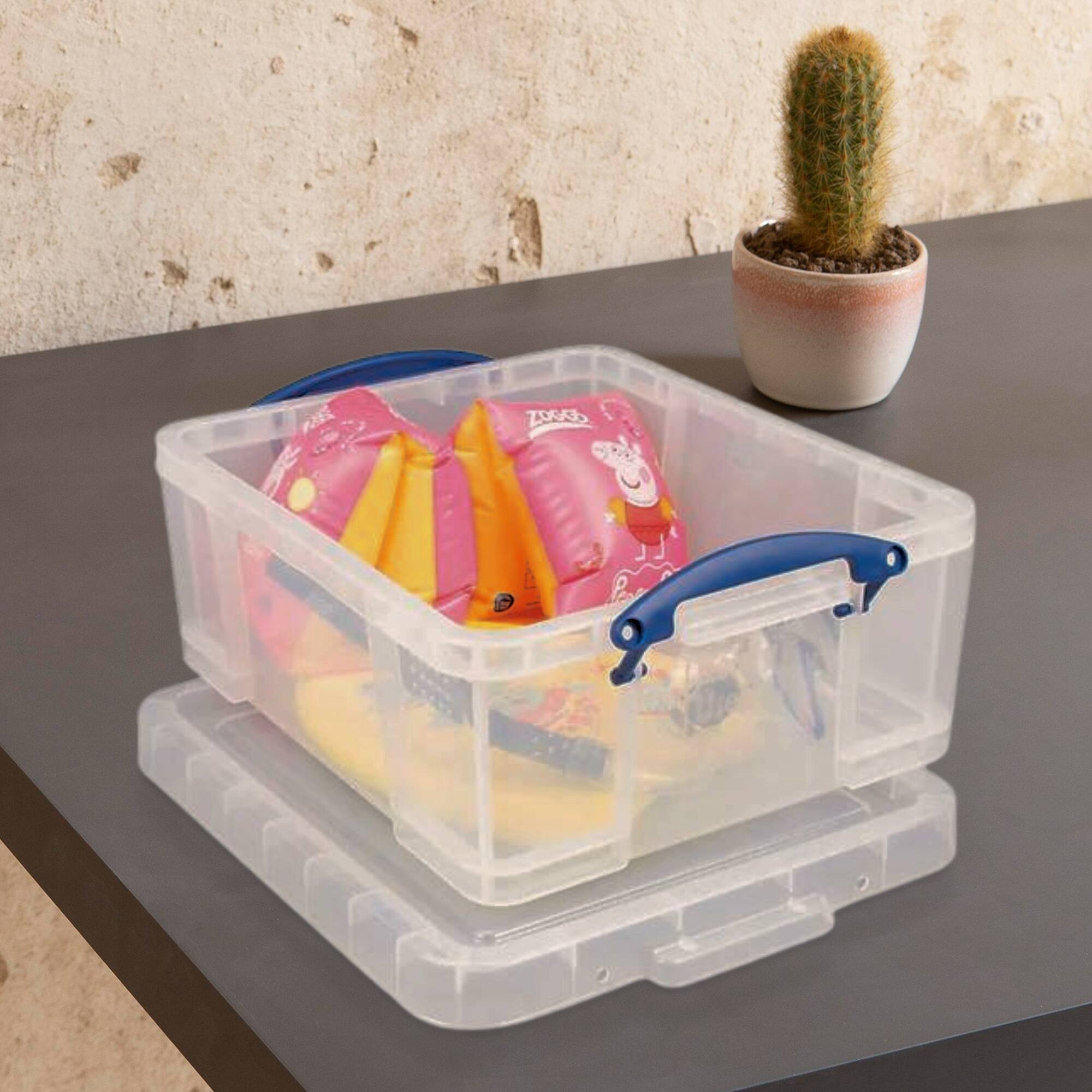 Really Useful Box 17L Storage Container with Lid and Clip Lock Handles ...