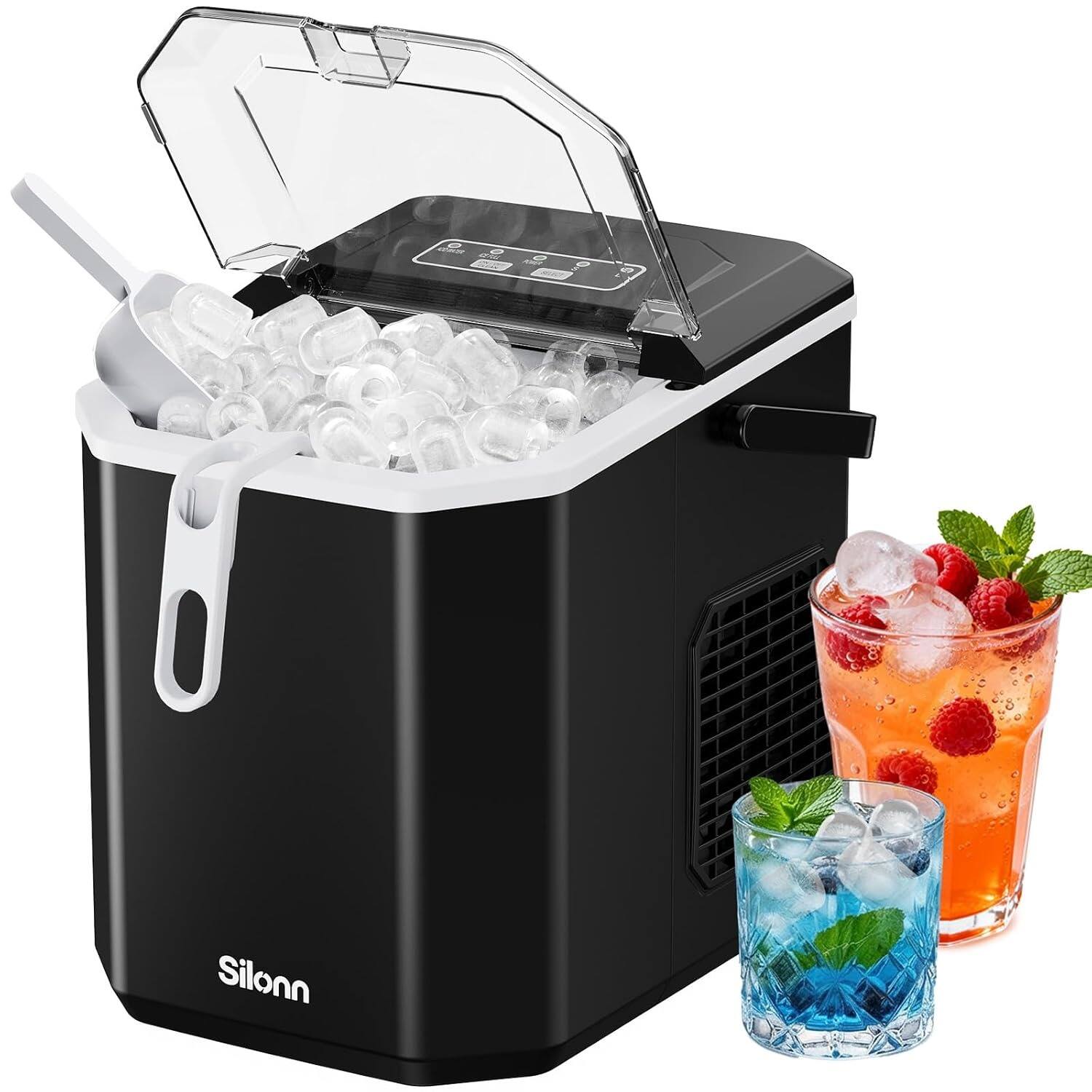 Front. Silonn - Compact Countertop Ice Maker, Portable with Carry ...