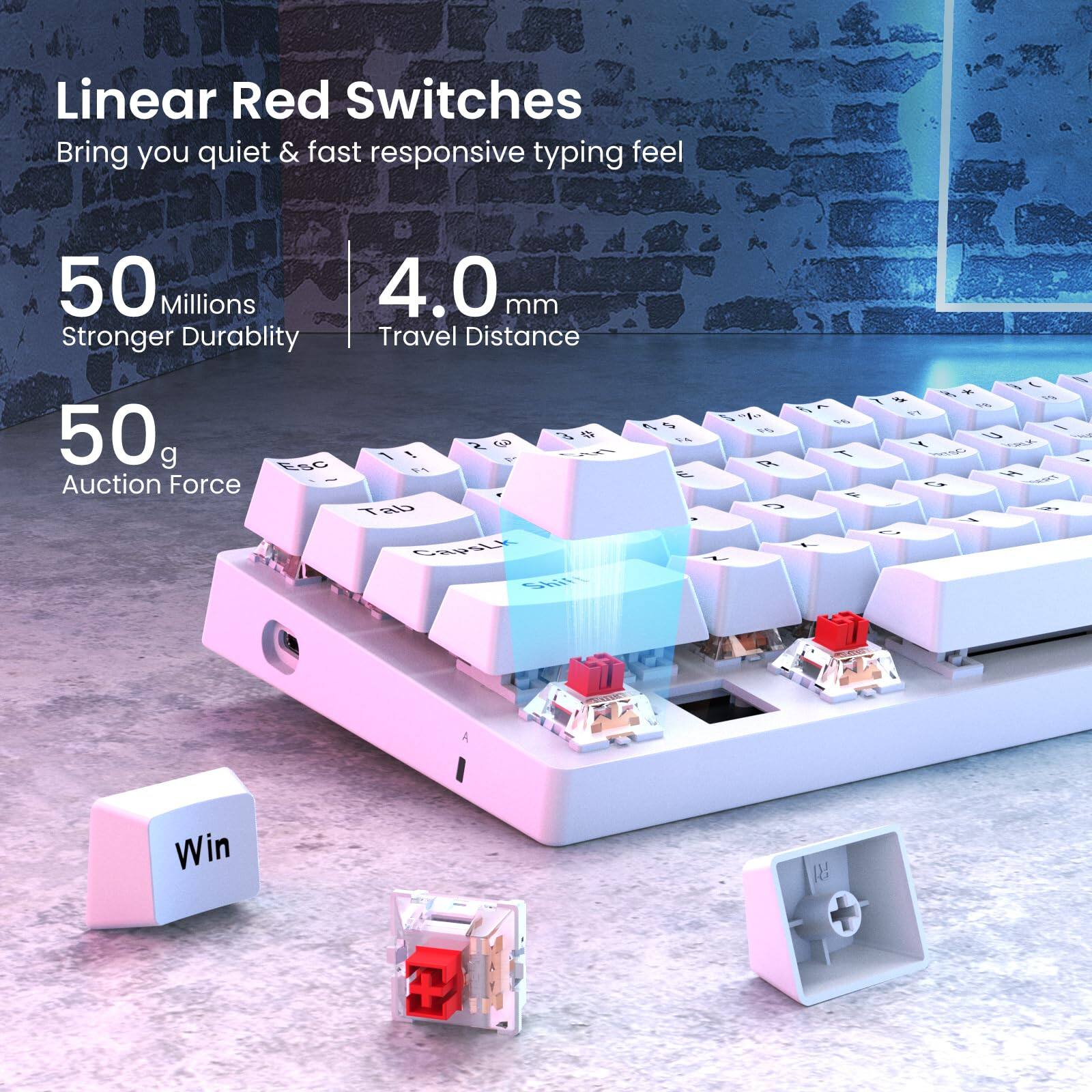 TECH SAFARI Portable 60 Mechanical Gaming Wired With Red Switches 18 ...