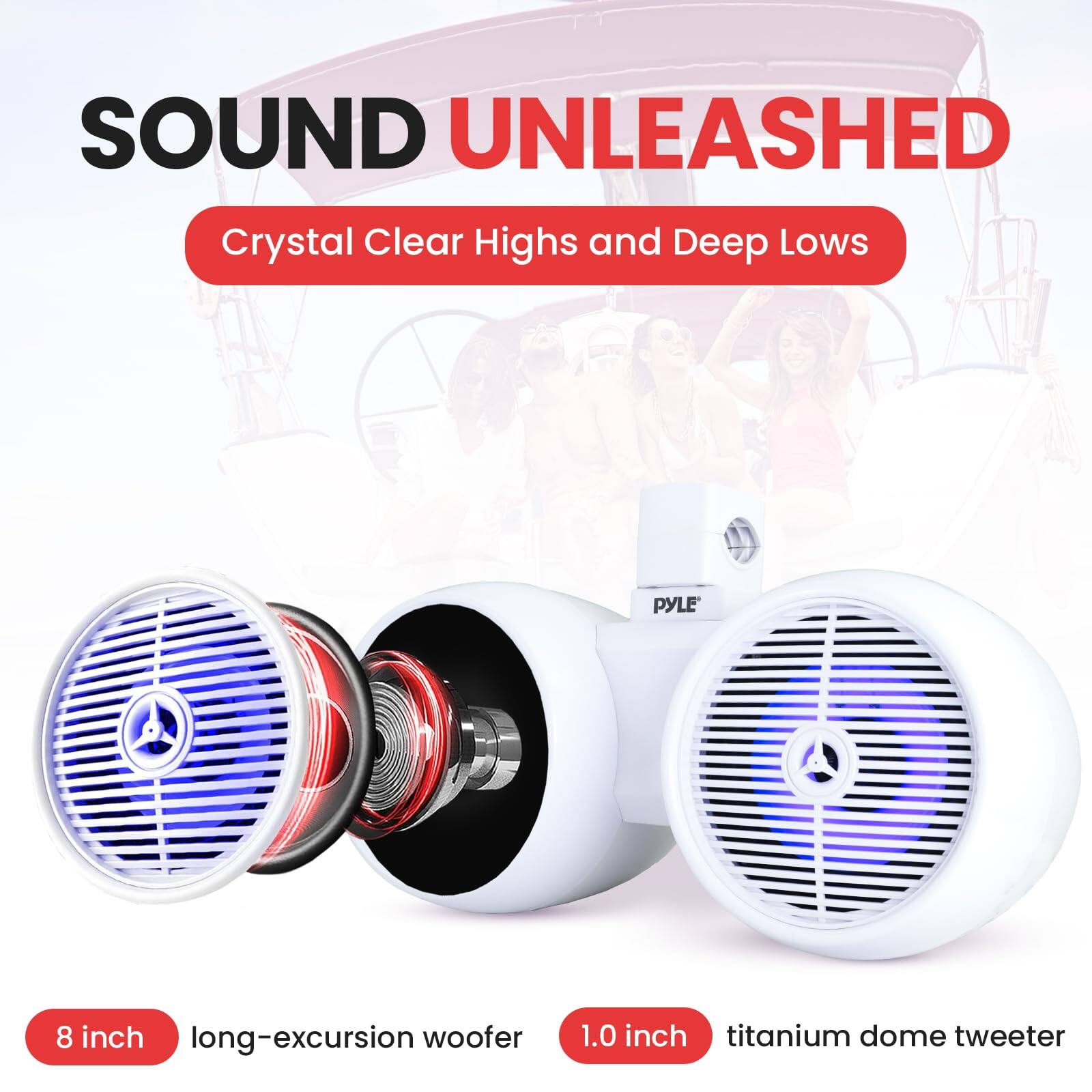 PYLE Dual Waterproof Off Road Speakers 8" 300W PLMRWK81WT - Best Buy