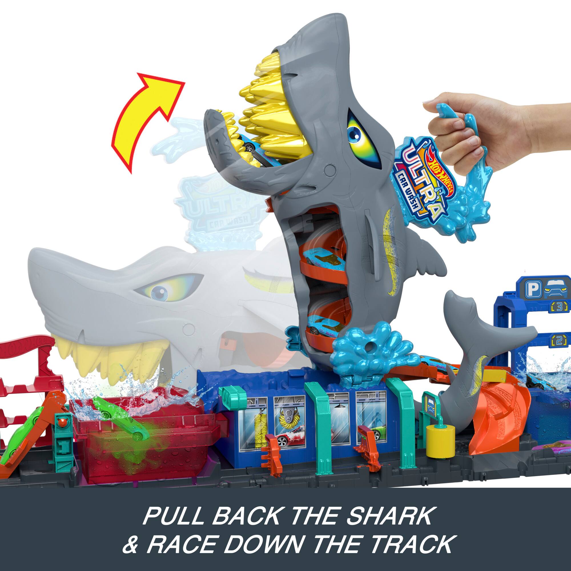 Hot Wheels Color Reveal Ultra Shark Car Wash Track Set HTN82 - Best Buy