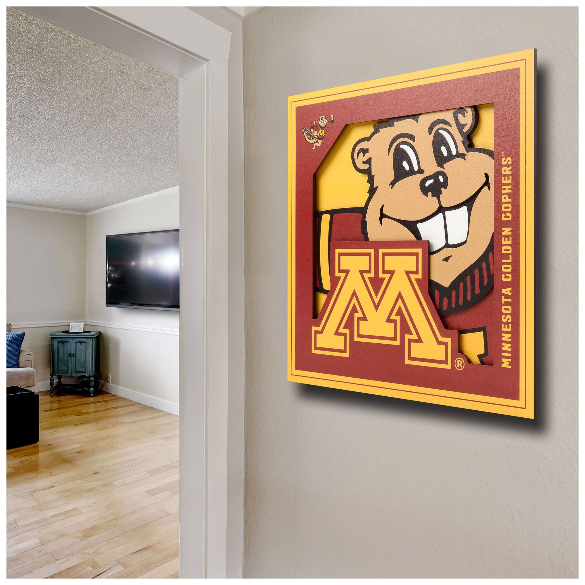 YouTheFan Minnesota Golden Gophers 12'' x 12'' 3D Logo Wall Art ...