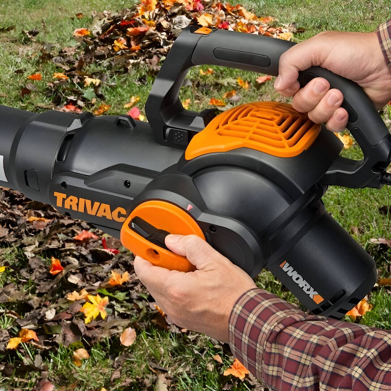 WORX 12 Amp TRIVAC 70 MPH 600 CFM Corded Blower, Mulcher, and Vaccum ...