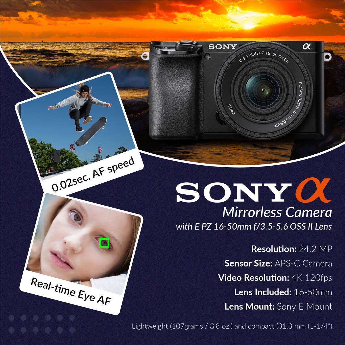 Bundle Sony Alpha A6100 Mirrorless Digital Camera, with 16 50mm Lens ...