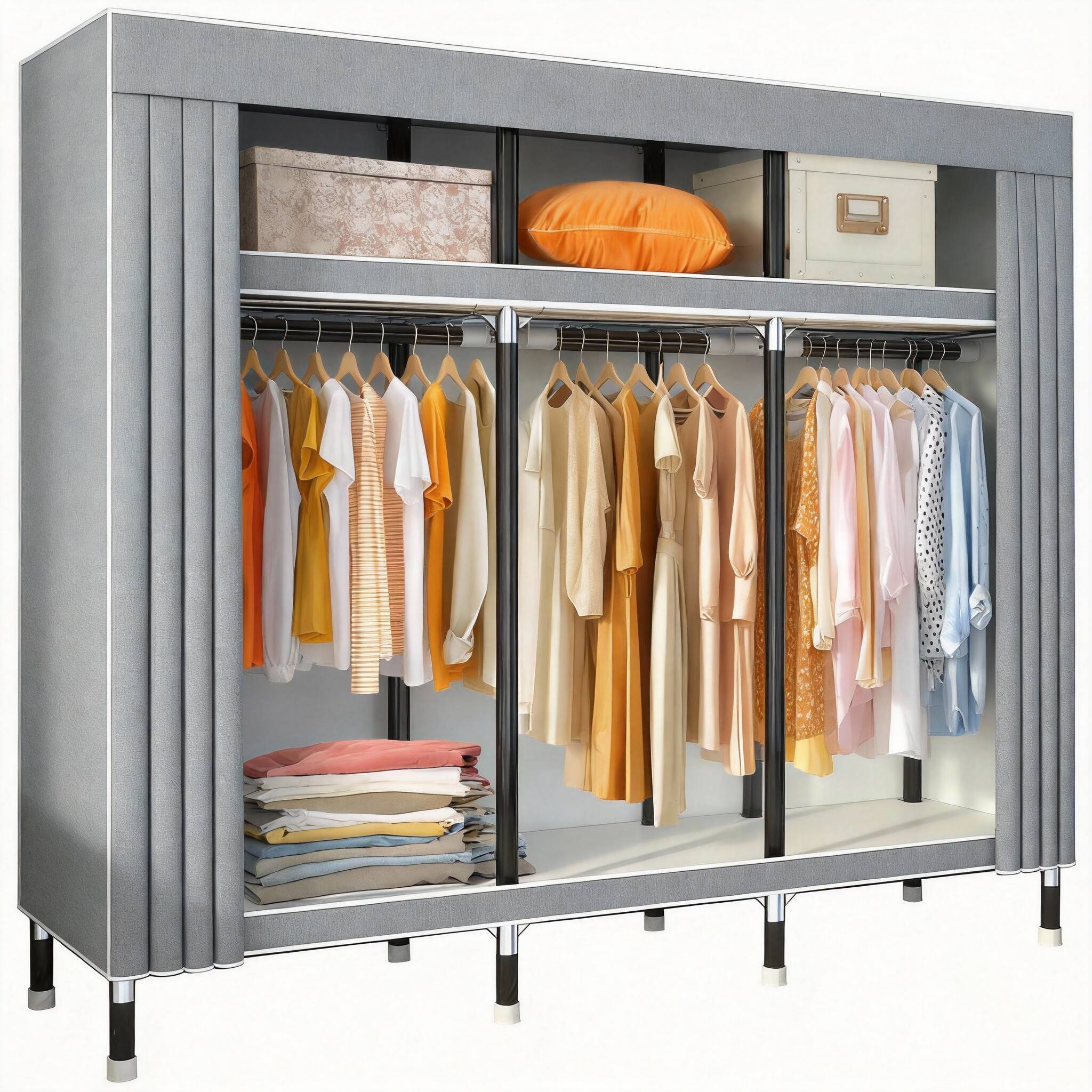 PO3TICJUNKI3 Portable Wardrobe For Hanging Clothes X covered ...