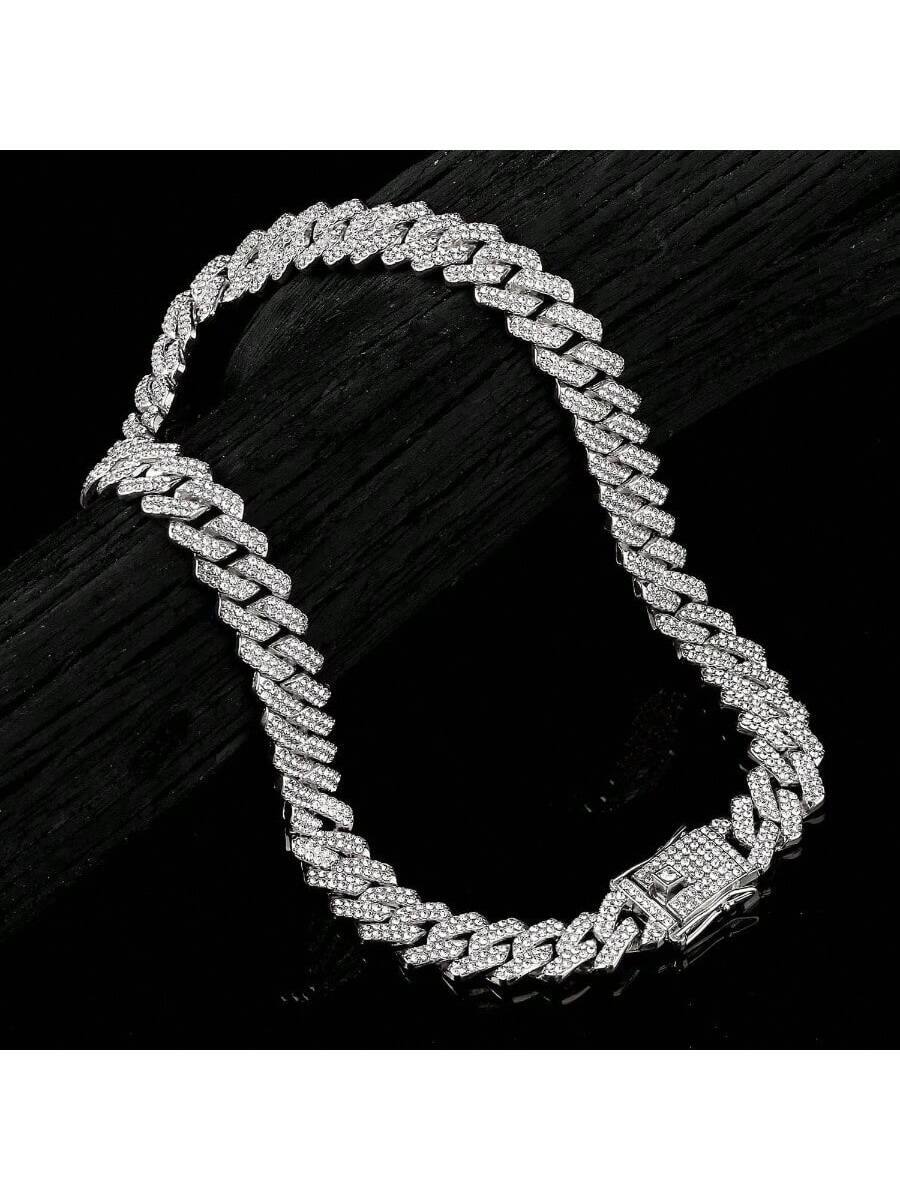 Live At Space 2 Pieces Cuban Link Chain Mens Iced Out Miami Necklace ...