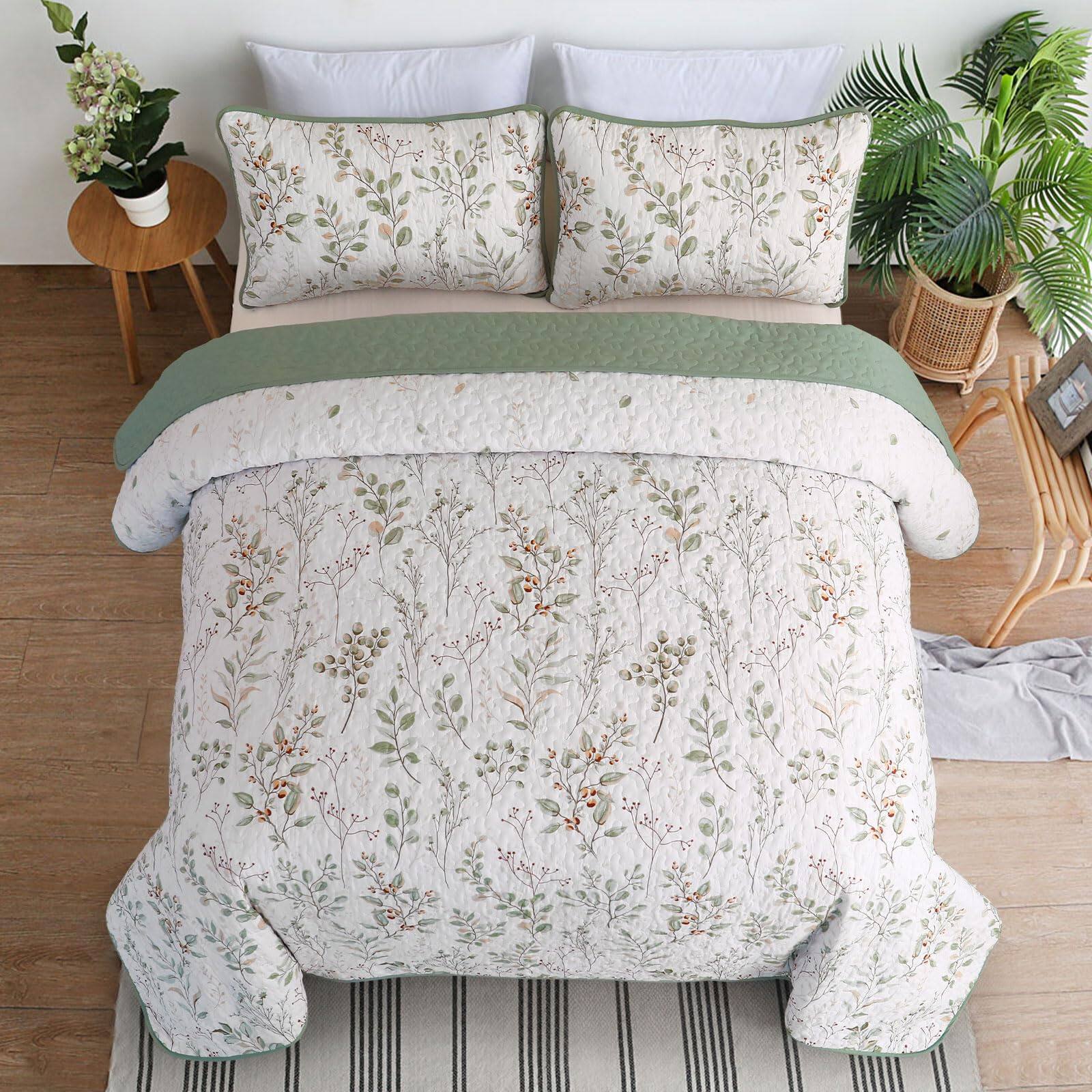 Cedar Assembly Quilt Sets Floral Pattern Bedding Set 3 Pieces Botanical ...