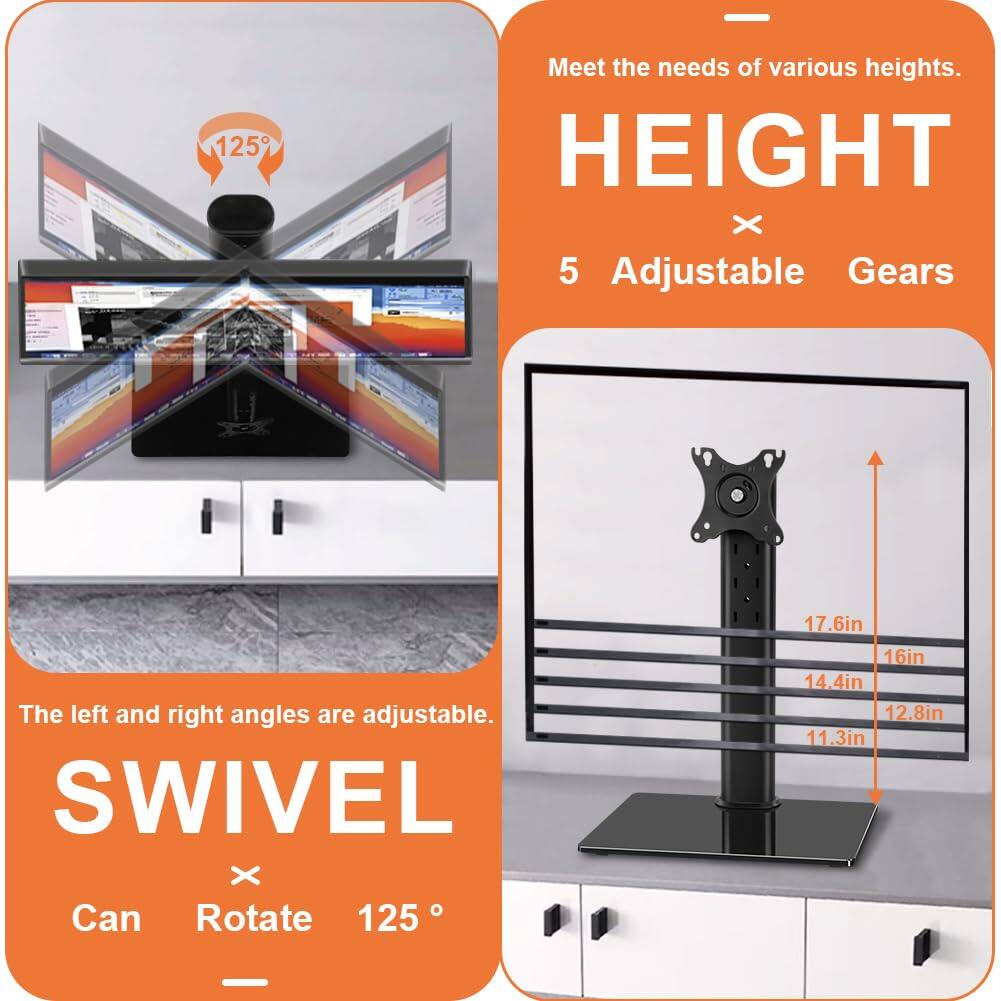 Hirose Alice Single Computer Monitor Stand Free Standing Desk Vesa ...