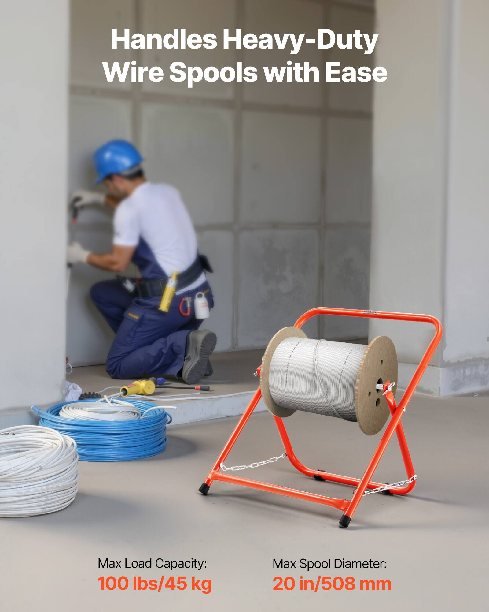 VEVOR Cable Caddy, Heavy Duty Steel Frame, Spool Holder for Electrical ...