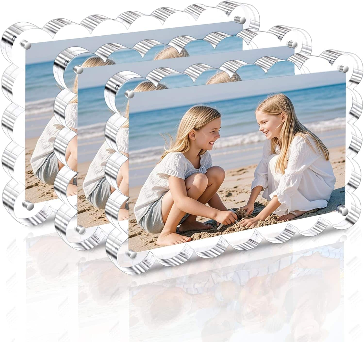 LEMITE - 5x7 Acrylic Picture Frames 3 Pack, 20mm Thick Magnetic Picture ...