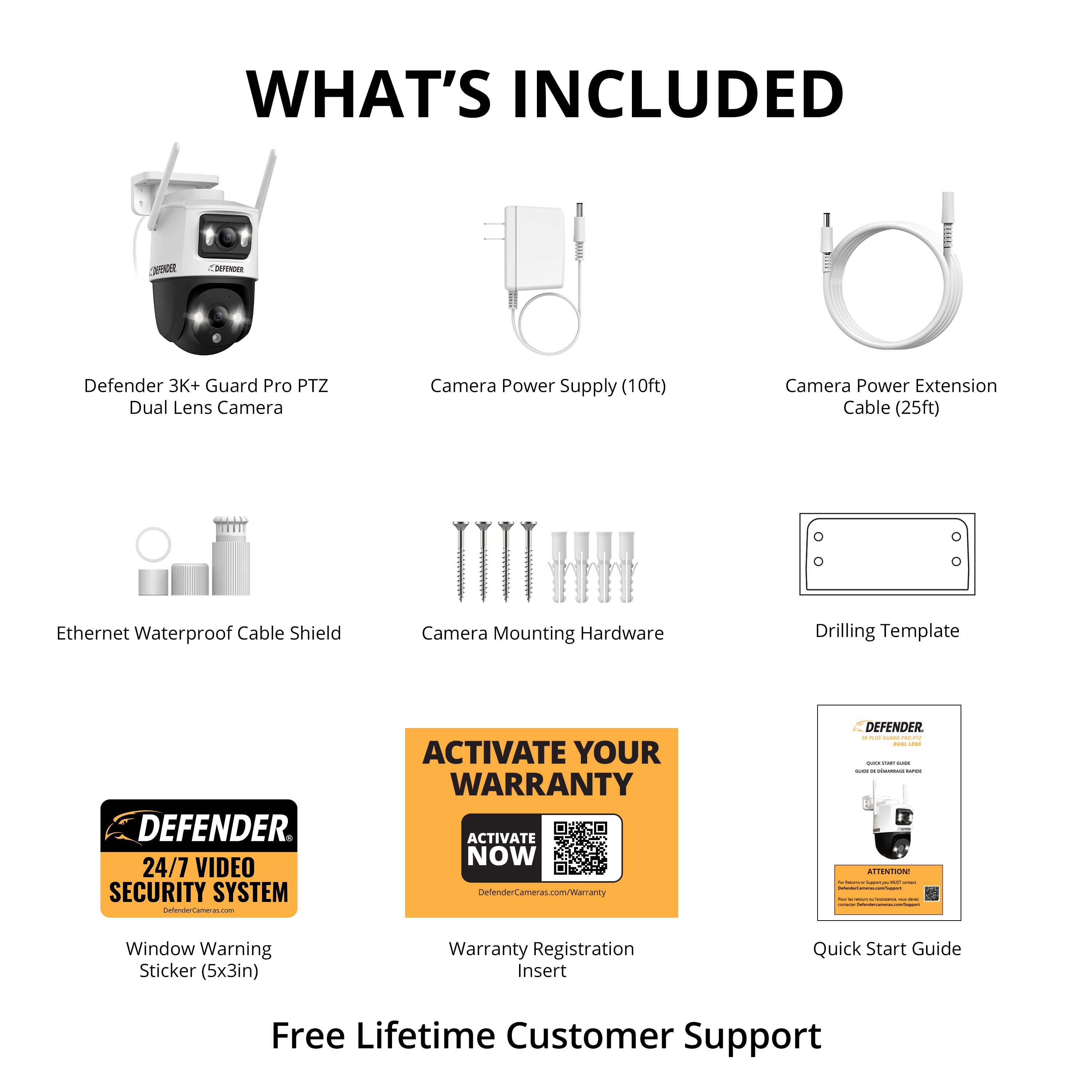 Defender AI POWERED Guard Pro 3K PLUS Dual Lens PTZ Wi Fi 6 Plug in ...