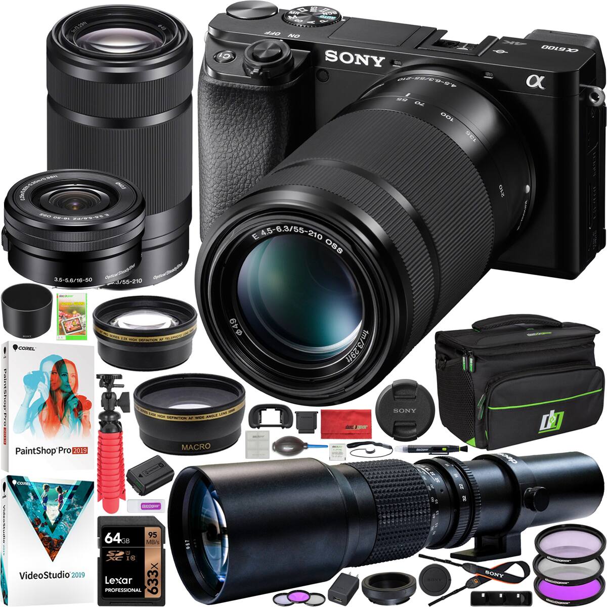 Sony a6100 Mirrorless Camera ILCE 6100YB 2 Lens 16 50mm 55 210mm ...