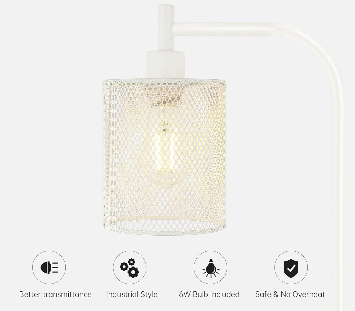 FINEAK 67" Industrial Floor Lamp Modern Iron Mesh Shade Standing Lamp ...