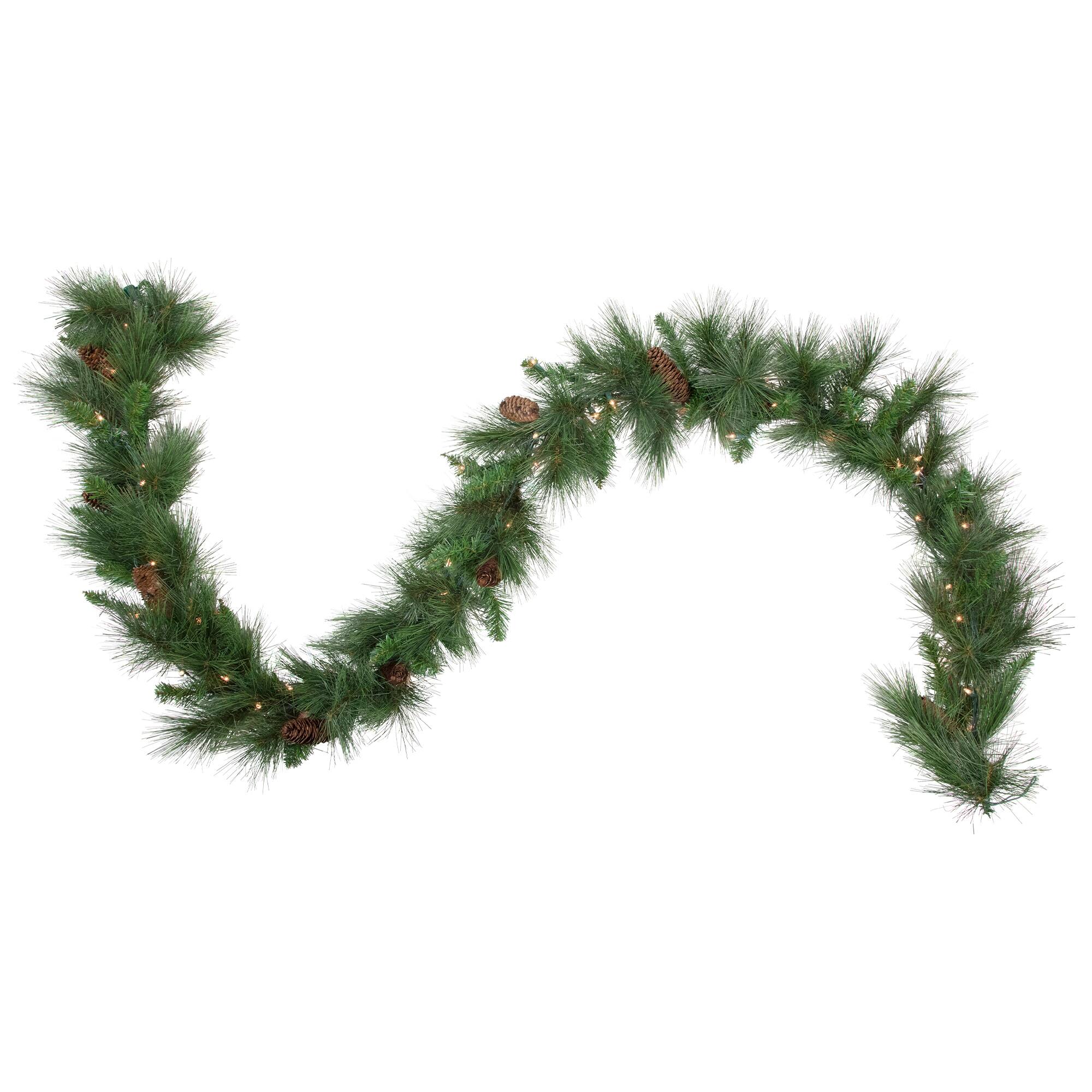 Northlight Pre Lit White Valley Pine Artificial Christmas Garland 9' x ...