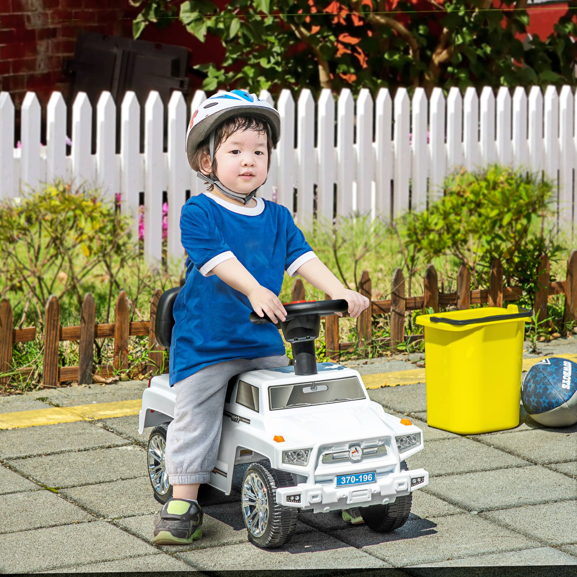 Aosom Kids Ride on Push Car, SUV Style Sliding Walking Car, Horn, Music ...