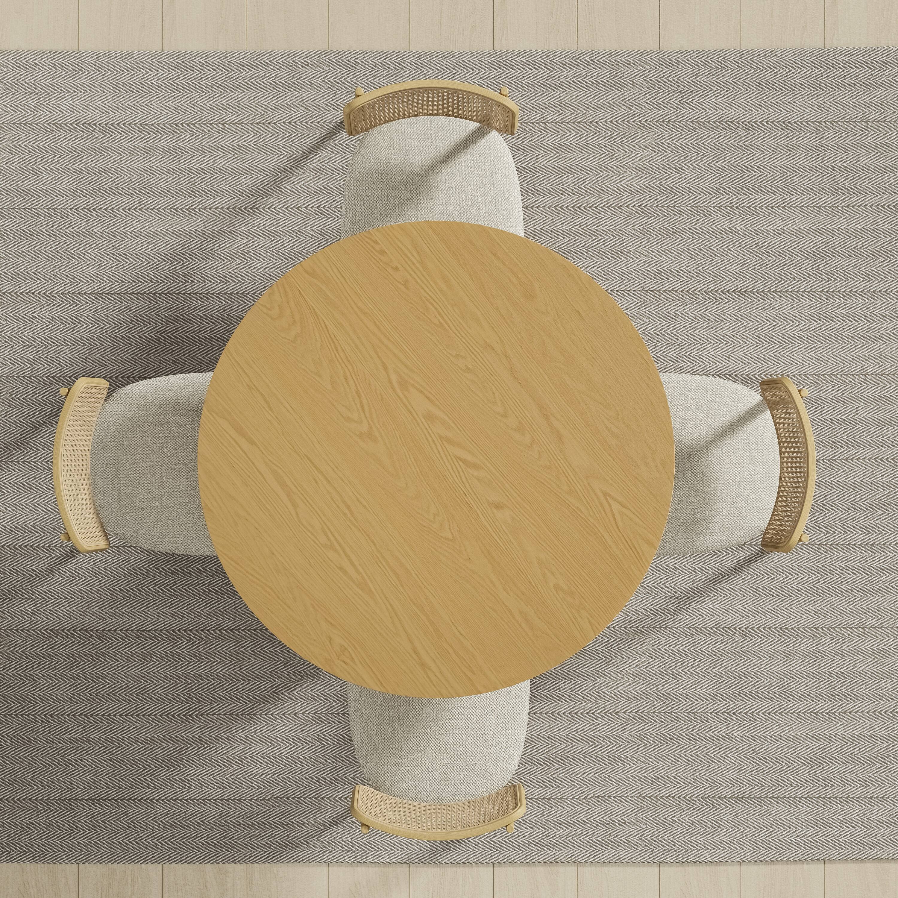 PexFix Minimalist Farmhouse Beveled Edge Round Solid Oak 46 in. W Slim Stripe Base Kitchen ...