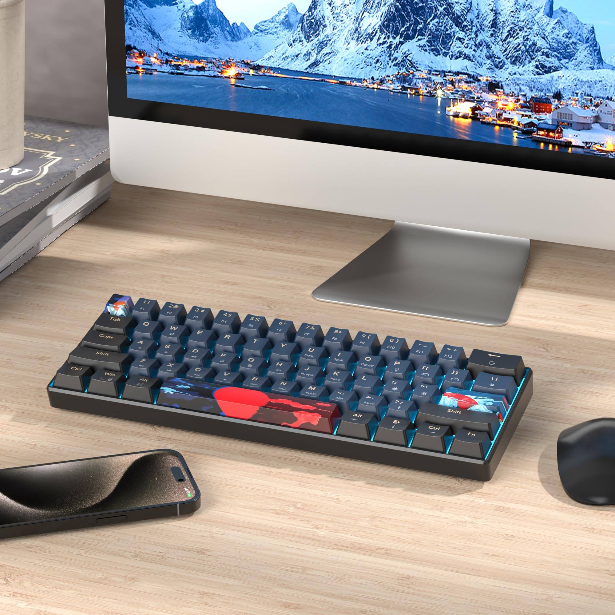 Pacoar Cade 60 Percent Gaming 60 Mechanical Led Backlit Ultra Compact ...