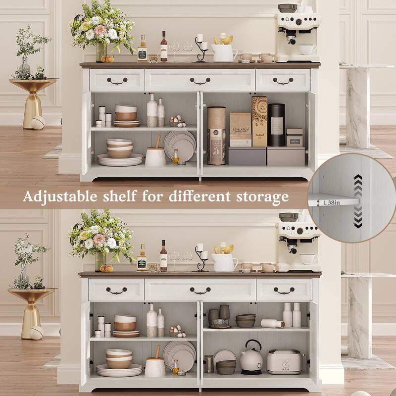 Dyonery 65" Large Sideboard Buffet Cabinet with Storage, Farmhouse ...