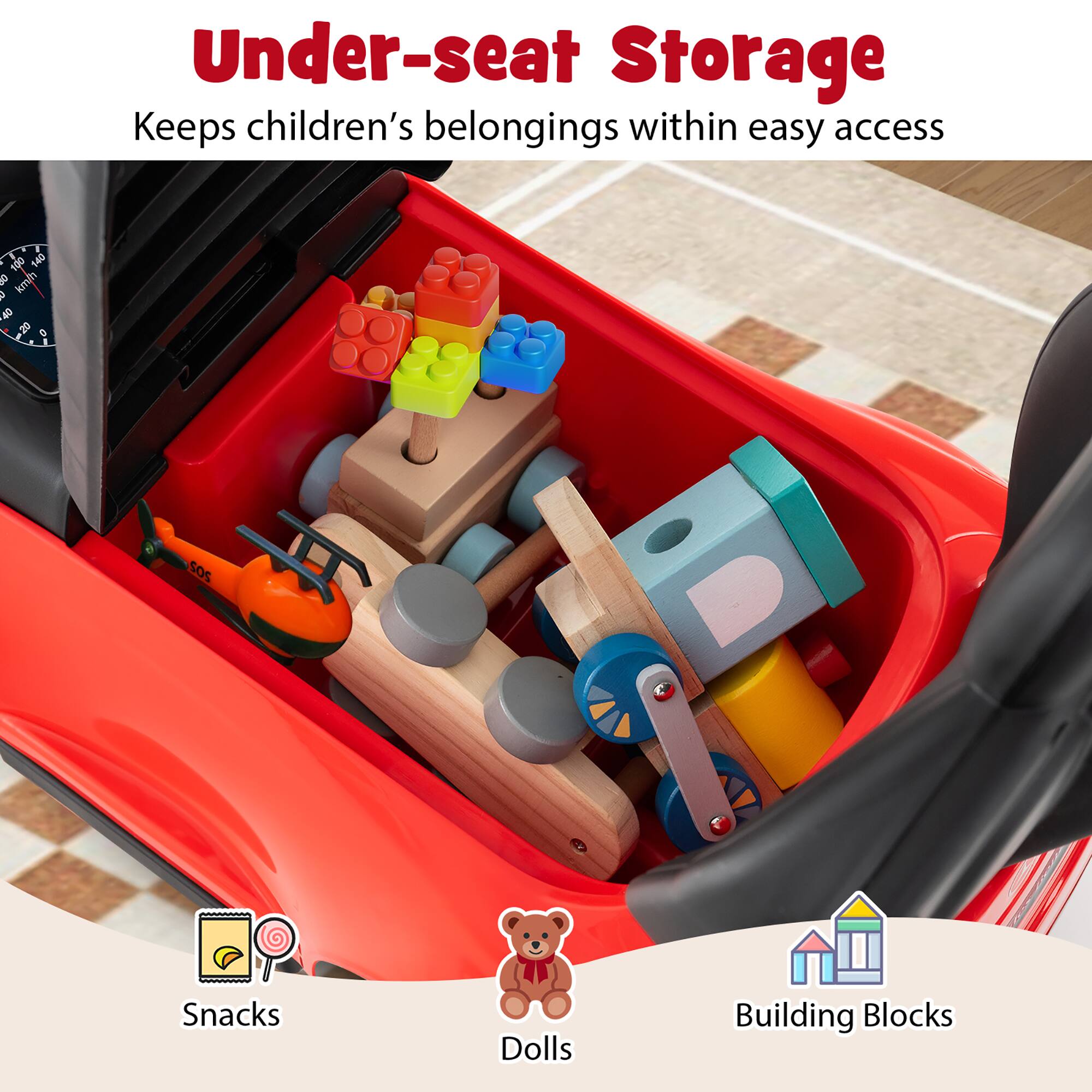 Gymax 3 in 1 kid Push Car w/Adjustable Canopy Under Seat Storage ...