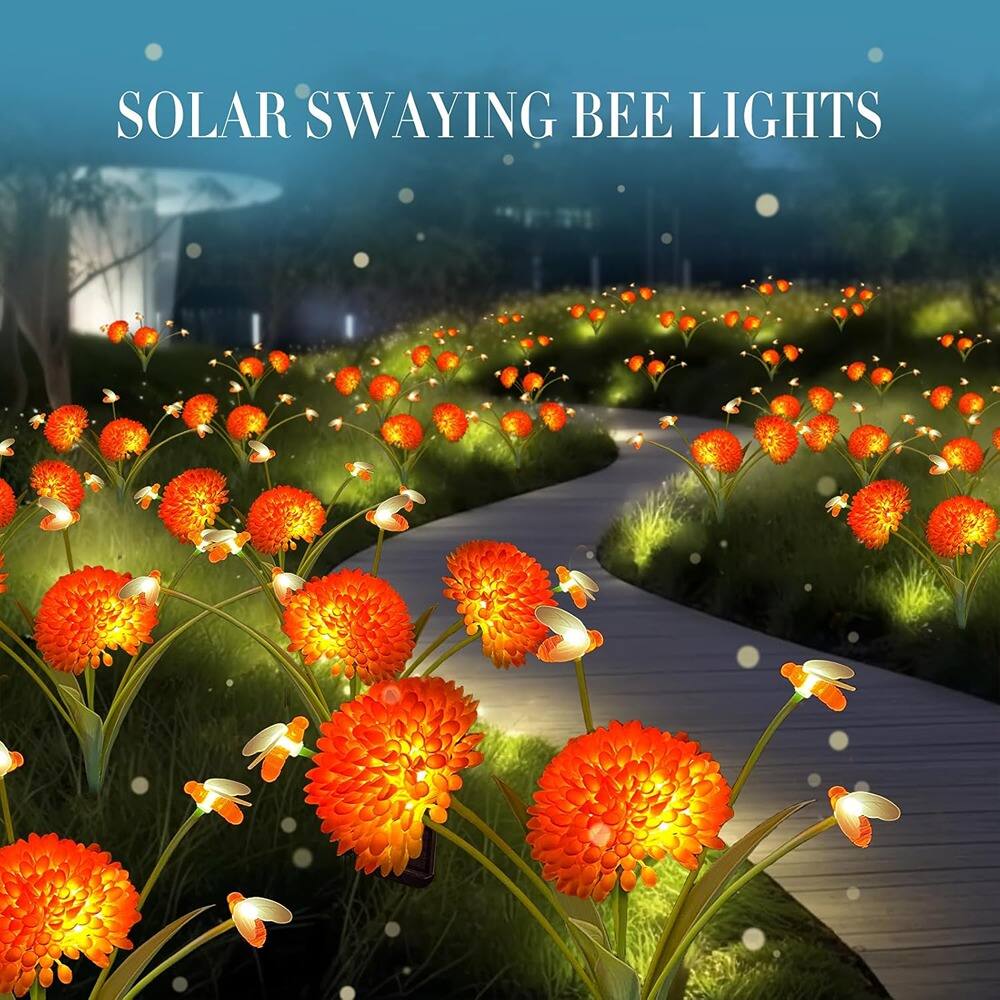 PARKER SLATER Solar Garden Lights, 4 Pack Solar Swaying Bee Lights with ...