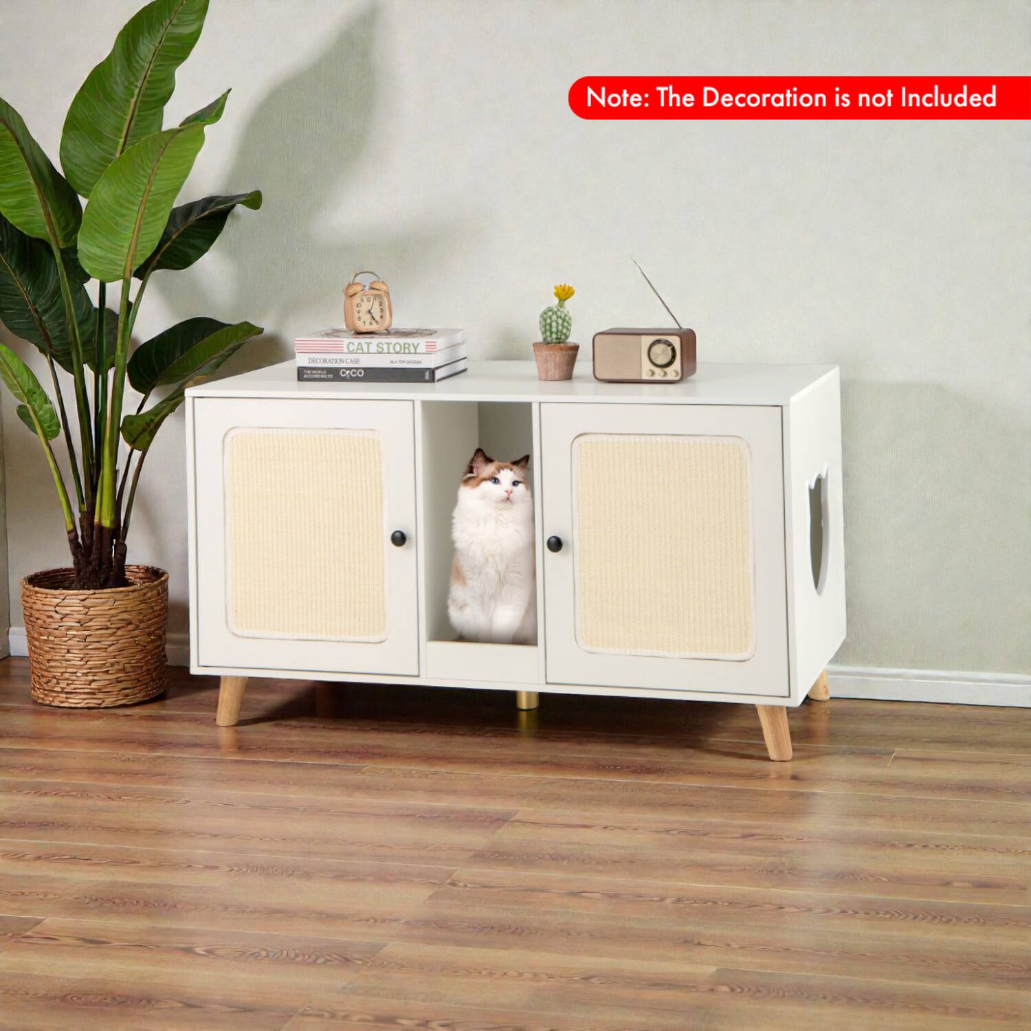 BreeBe Double Room Cat Litter Furniture with Two Sisal Mats, 43 Inch ...