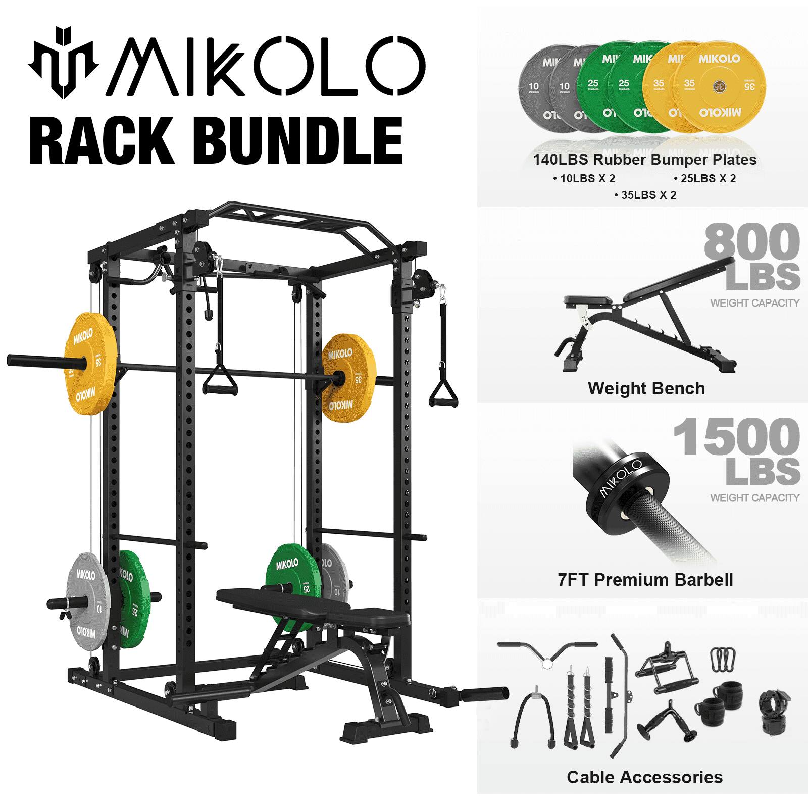 Mikolo Power Cage, Squat Rack, Multi function Free Weight Workout ...