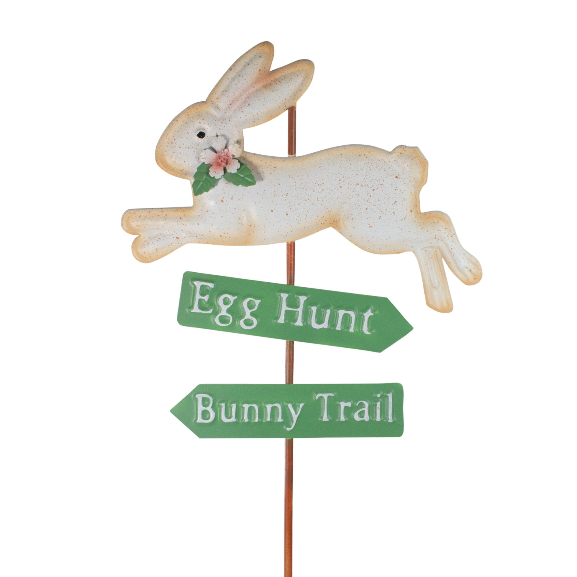Northlight Easter Egg Hunt and Bunny Trail Outdoor Metal Spring Yard ...