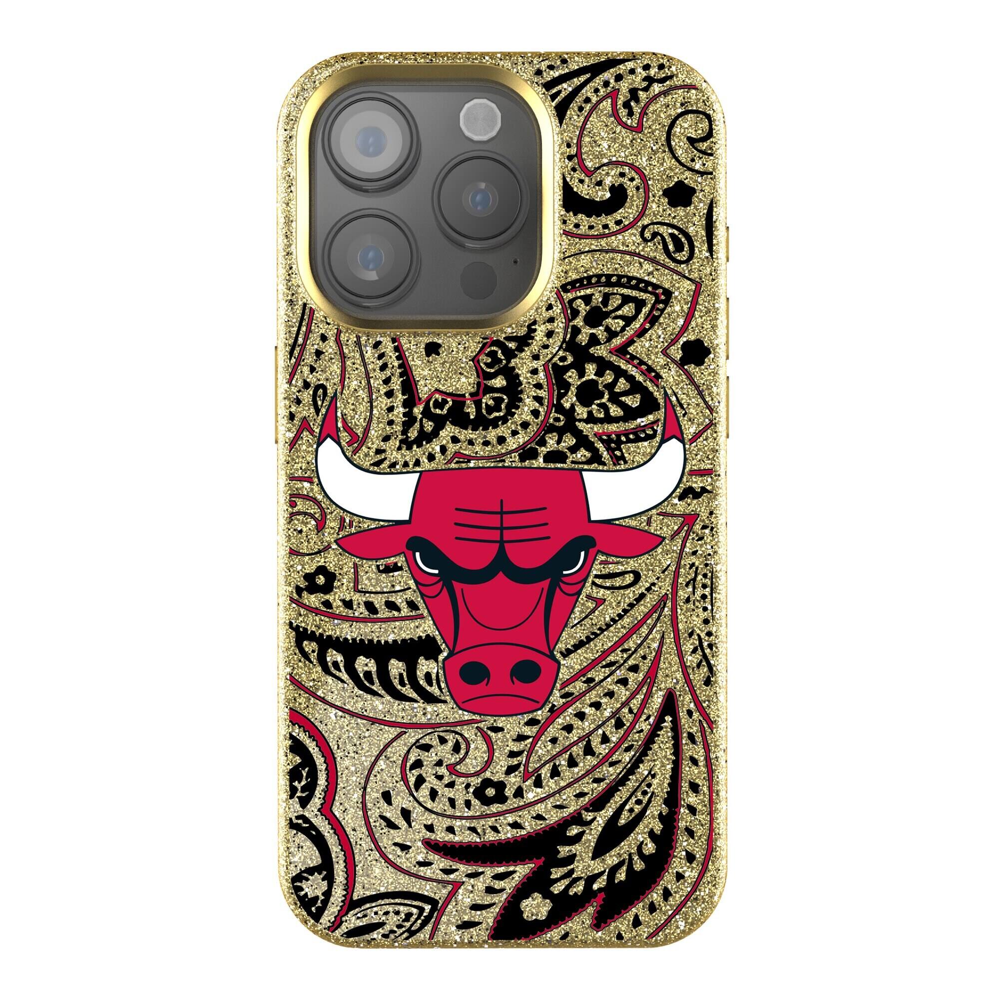 Keyscaper NBA Chicago Bulls Paisley Bling iPhone Case 16 Plus Gold ...