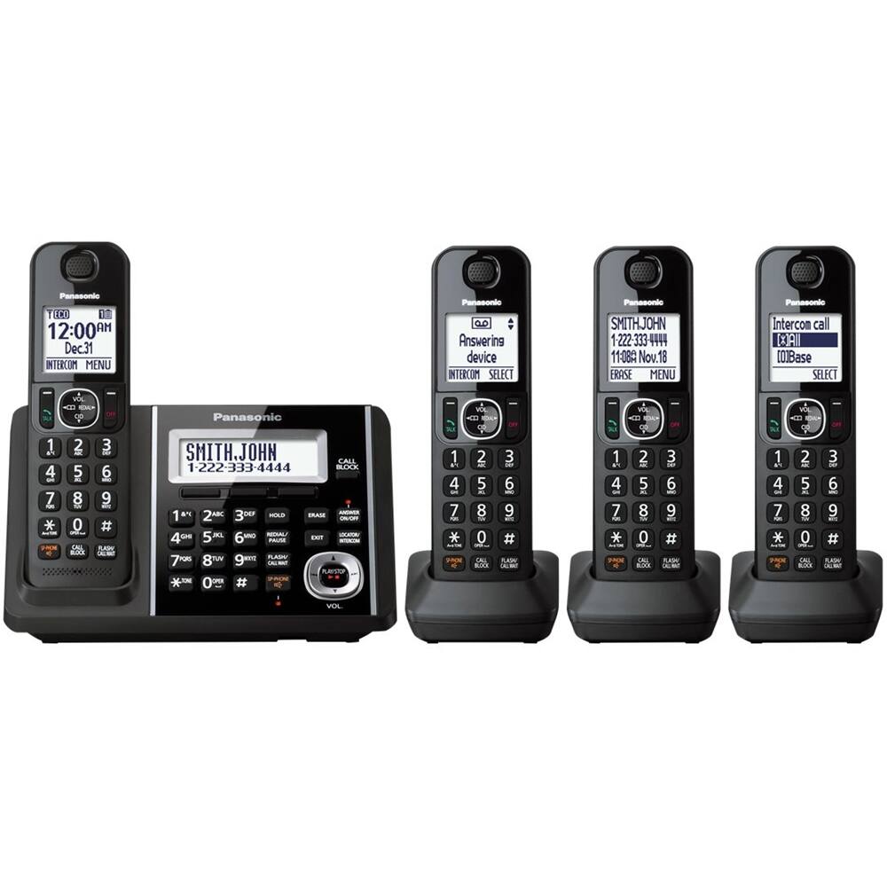 Best Buy: Panasonic KX-TGF344B DECT 6.0 Expandable Cordless Phone System with Digital Answering ...