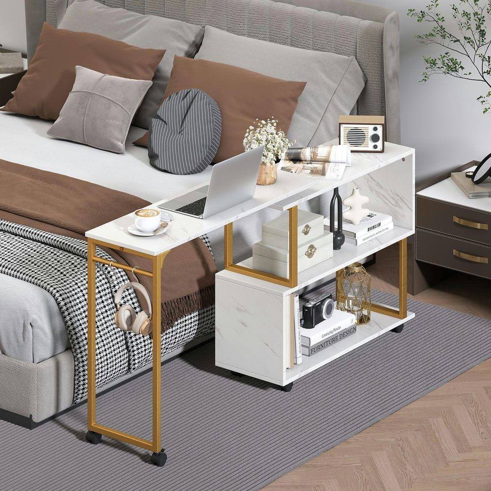 Kadyn 360 Degree Rotating Couch Table with Bookcase Back and Hooks ...