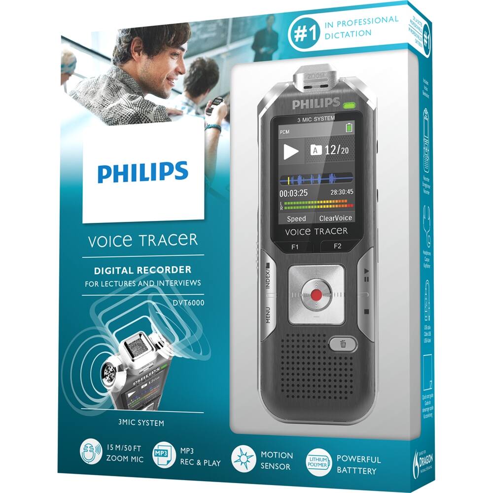 Best Buy: Philips Voice Tracer Digital Recorder Silver shadow/anthracite DVT6000