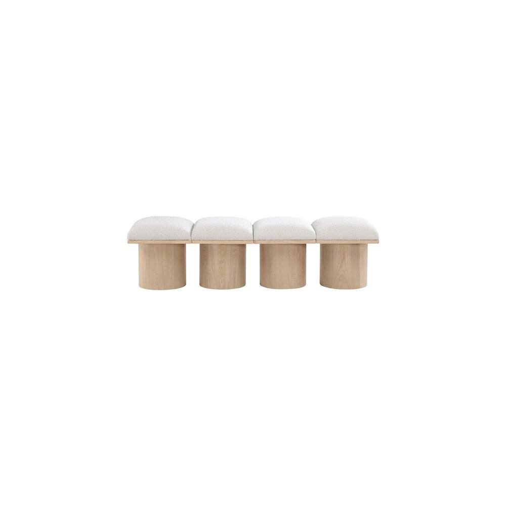 Meridian Furniture Pavilion Bench Cream Boucle Fabric 465Cream-4B ...