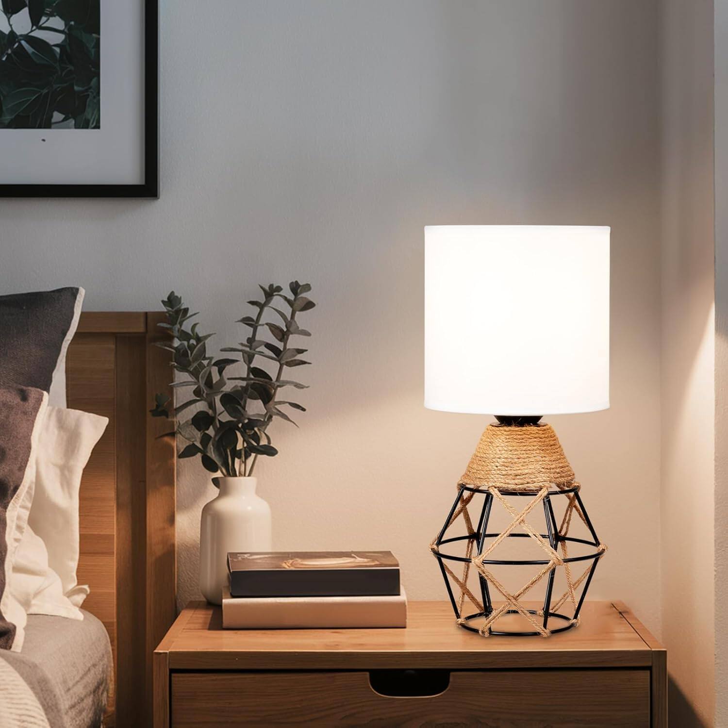 Stamp n Camp Hamilyeah Table Lamps Set of 2 Woven Nightstand Lamps With ...