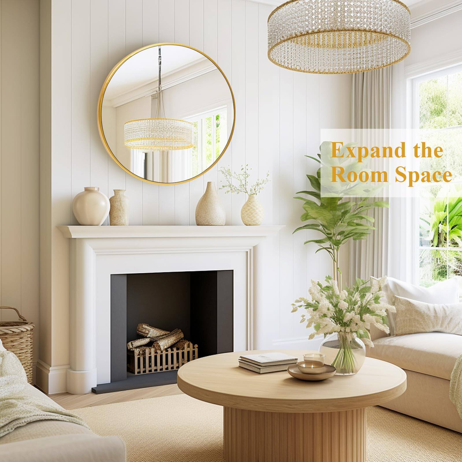 Cedar Assembly Round Mirror For Wall Circle Bathroom Living Room Decor ...