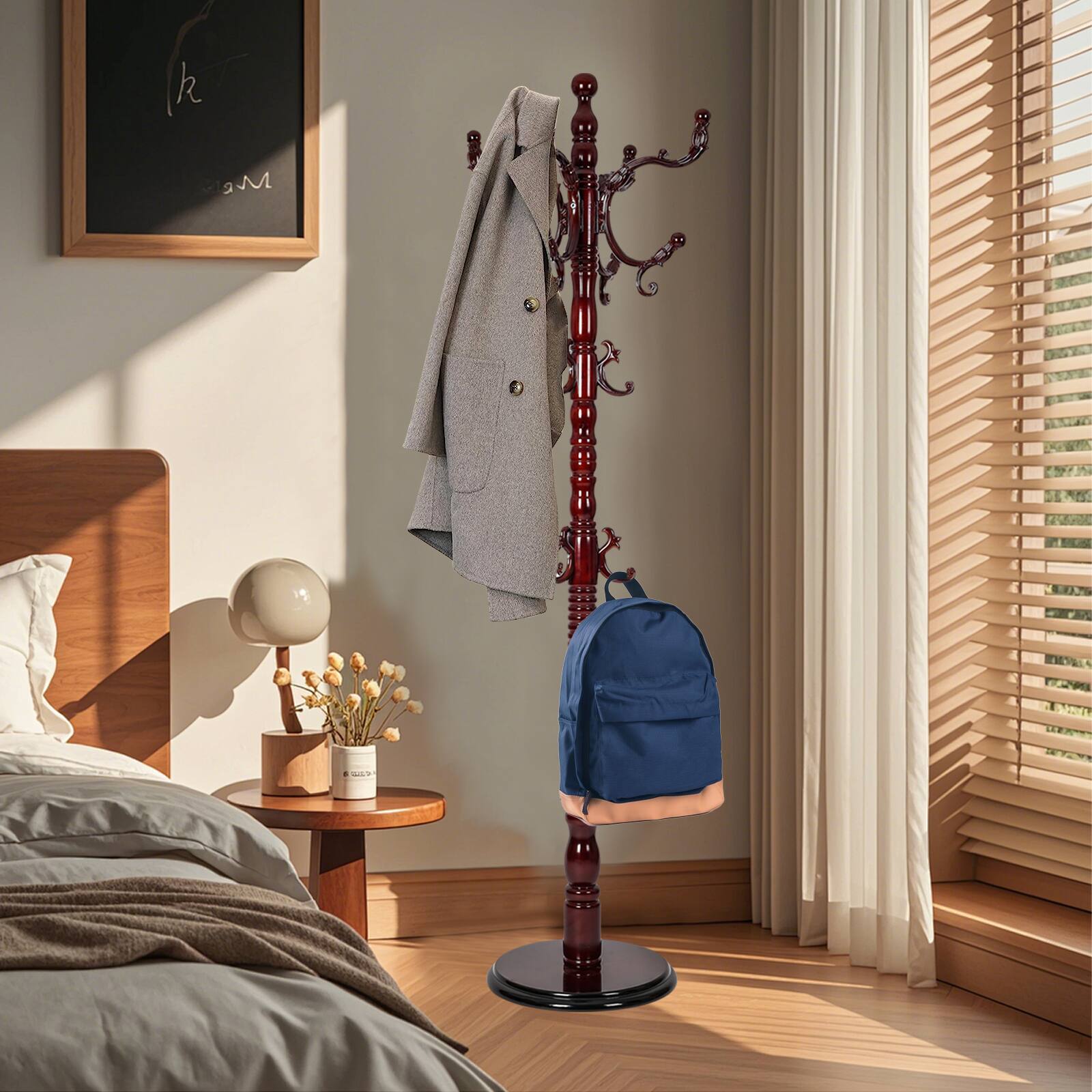 Chateau Abodes Solid Wood Coat Rack, Free Standing Hall Coat Tree with ...