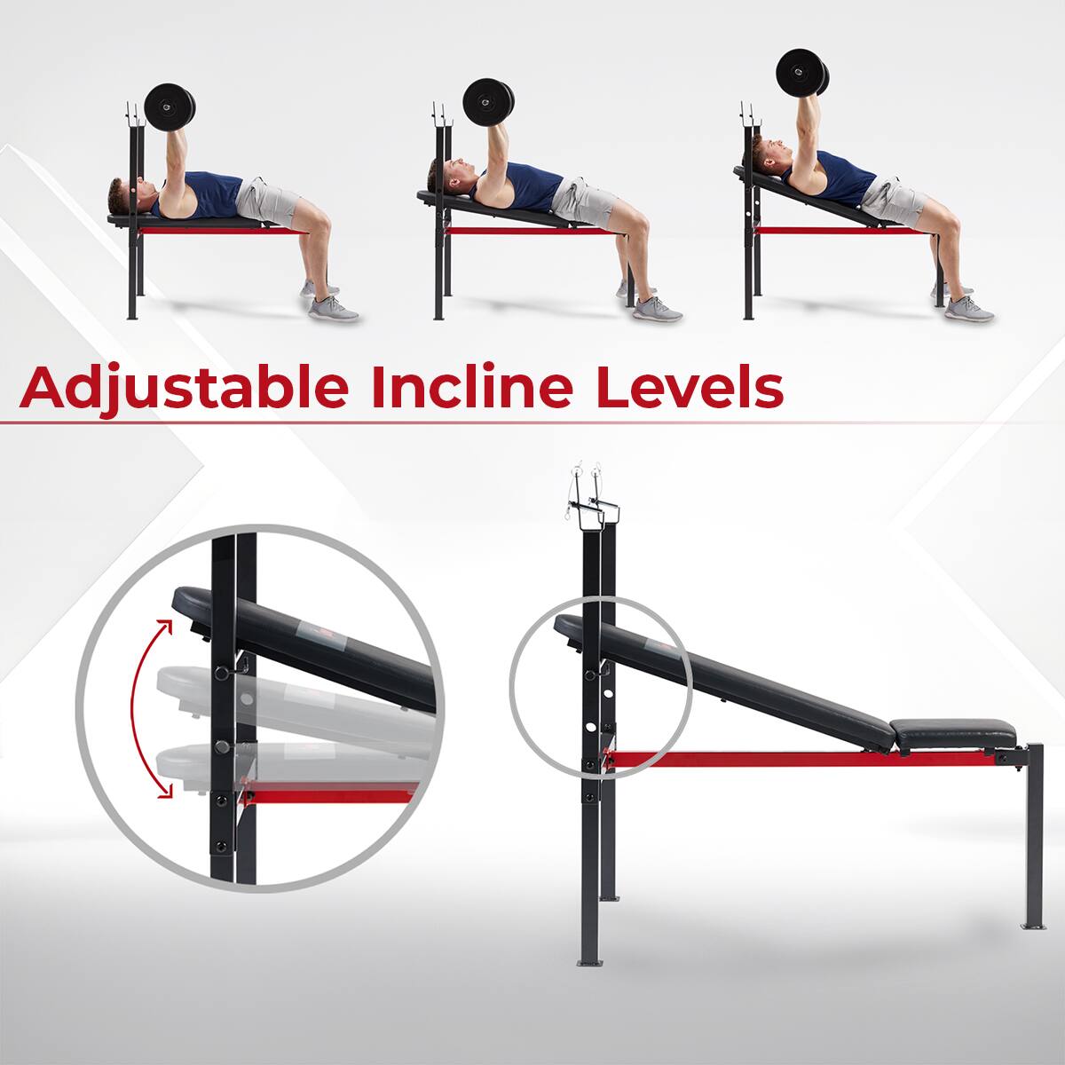 Sunny Health & Fitness Adjustable Standard Incline Weight Bench Black ...