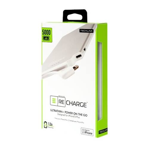 Best Buy: Techlink Recharge ULTRATHIN 5000 mAh Portable Charger White ...