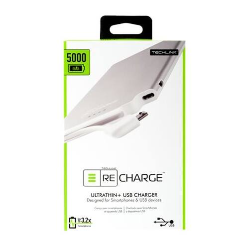 Best Buy: Techlink Recharge ULTRATHIN 5000 mAh Portable Charger White ...