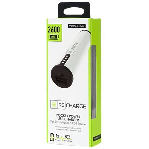 Best Buy: Techlink Recharge 2600 mAh Portable Charger White 527036