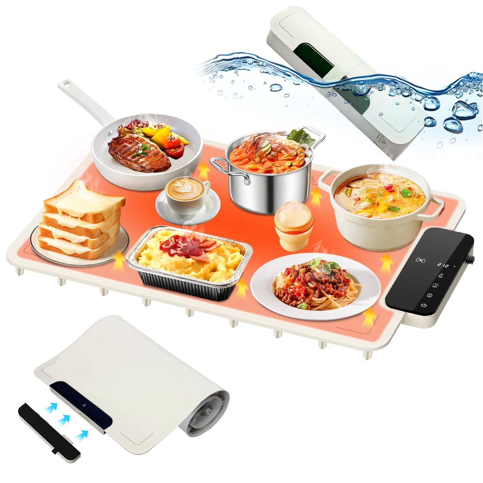 PARKER SLATER Food Warming Mat with 8 Temp Heat resistant Pad Buffet ...