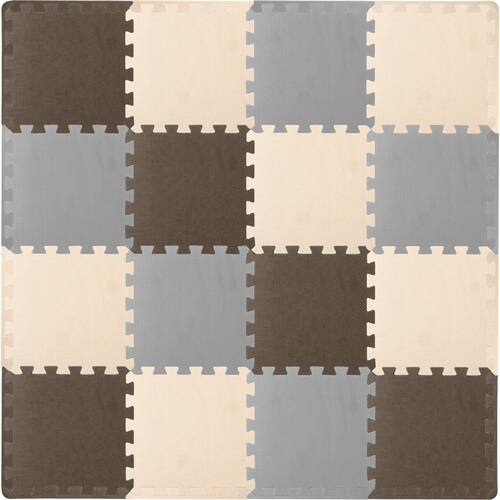 ProSource ProsourceFit Kids Solid Floor Play Mat 3/8 in, 16 sf Brown/Beige/Grey k-1004-bbg-16 ...