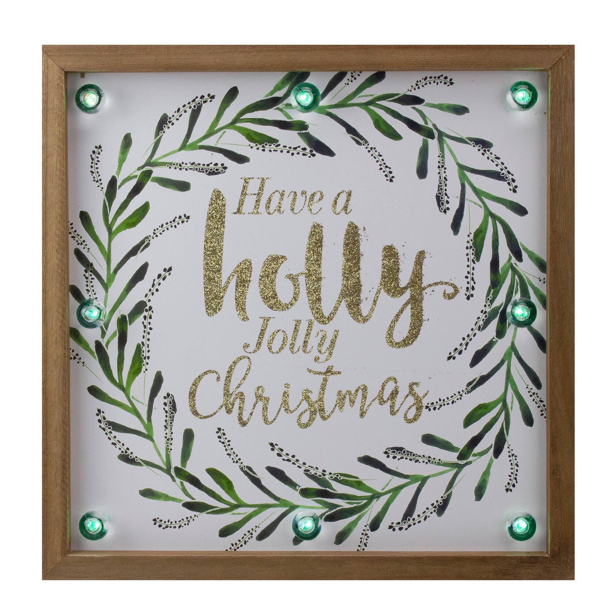 Northlight Lighted Wooden Frame Wreath "Have a Holly Jolly Christmas ...
