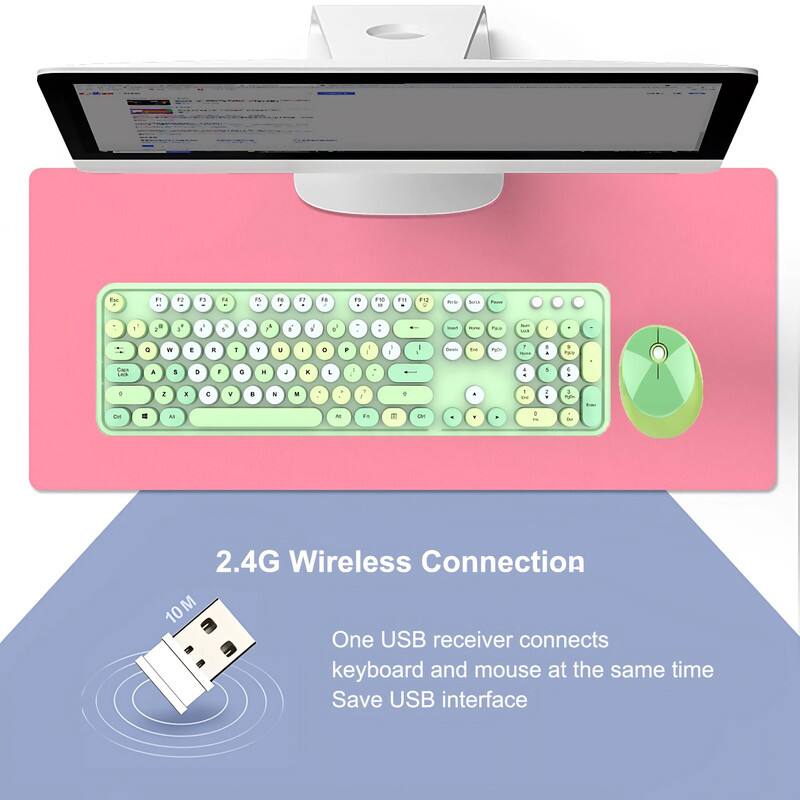 Luckbyte Retro Full Size Wireless Keyboard & Mouse Combo Typewriter ...