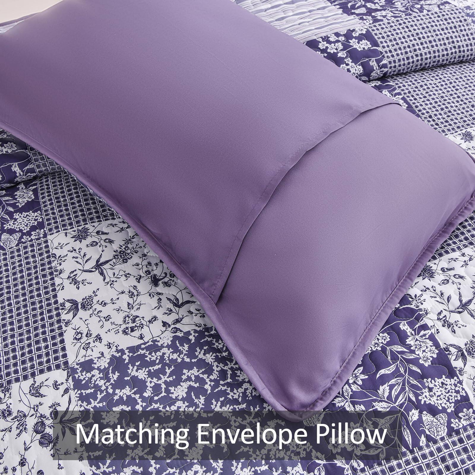 PO3TICJUNKI3 Quilt Set 3 Pieces Boho Plaid Floral Bedspread Microfiber ...